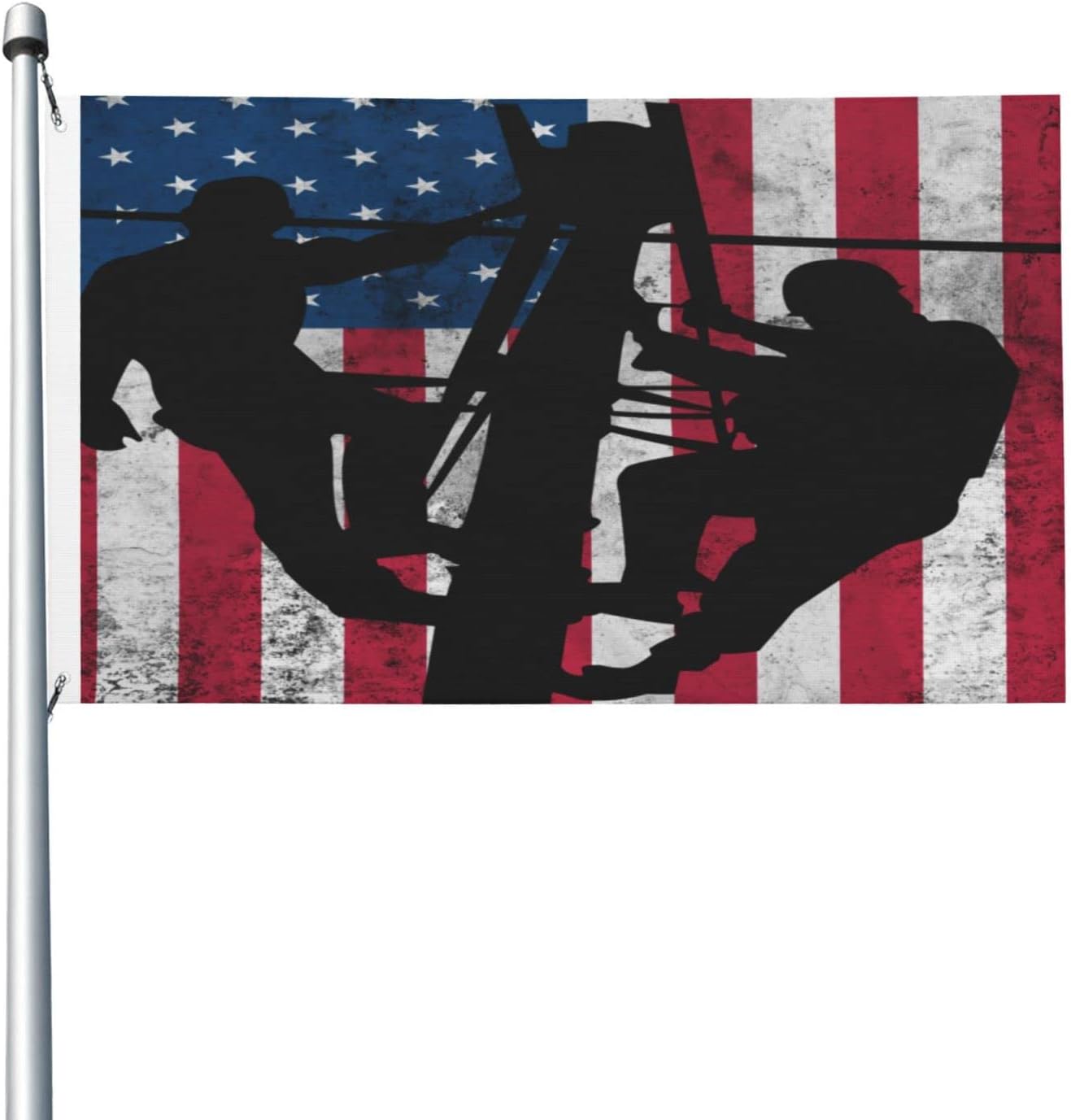 Lineman American Flag, 3Ply Polyester, Heavy Duty, Double Sided Banner ...