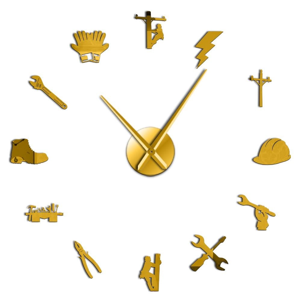 Lineman Electrician Wireman Silhouette Frameless Wall Clock Stickers ...