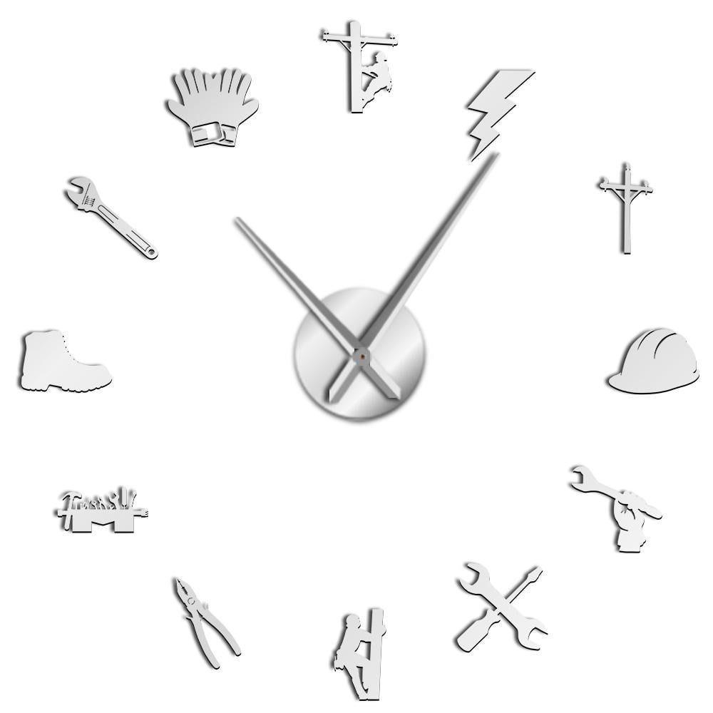 Lineman Electrician Wireman Silhouette Frameless Wall Clock Stickers ...