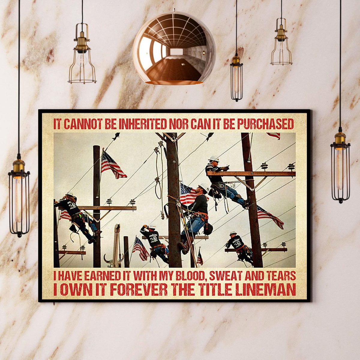 Lineman It Cannot Be Inherited Nor Can It Be Purchased Us Flag Vertical ...