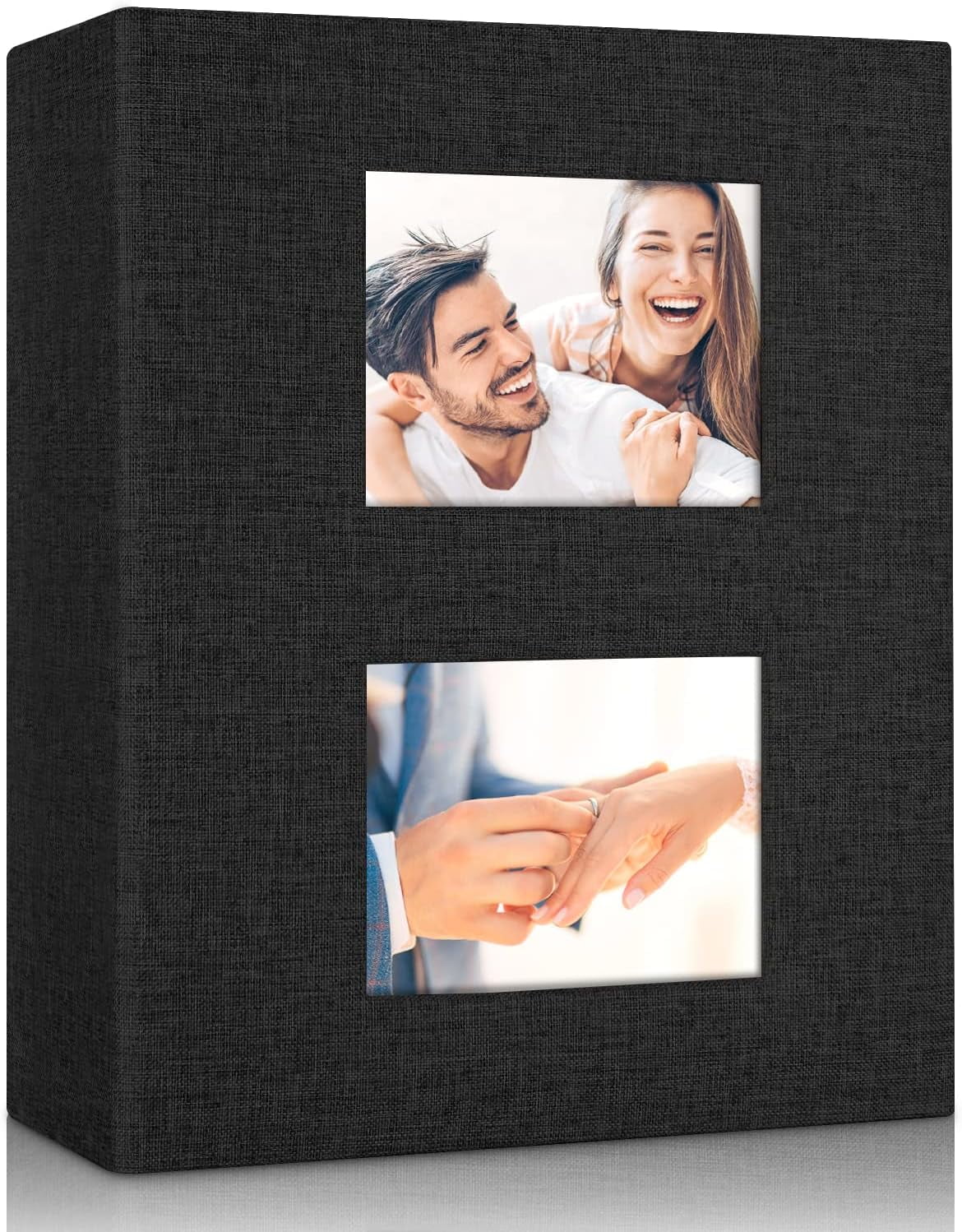 Linen 4x6 Photo Albums, Small Photo Album Holds 200 Pockets, Black ...
