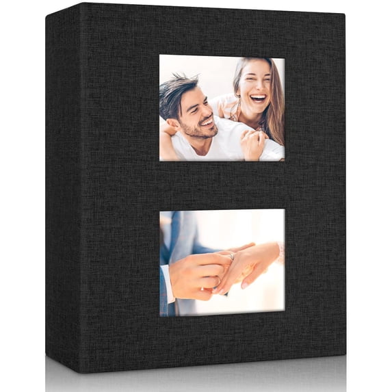 Linen 4x6 Photo Albums, Small Photo Album Holds 200 Pockets, Black ...