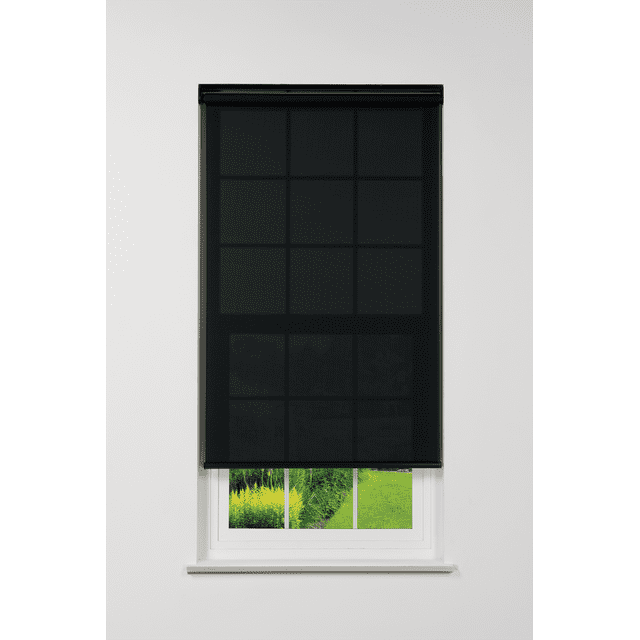 Linen Avenue Cordless 1% Solar Screen Standard Roller Shade, Black 51 W ...