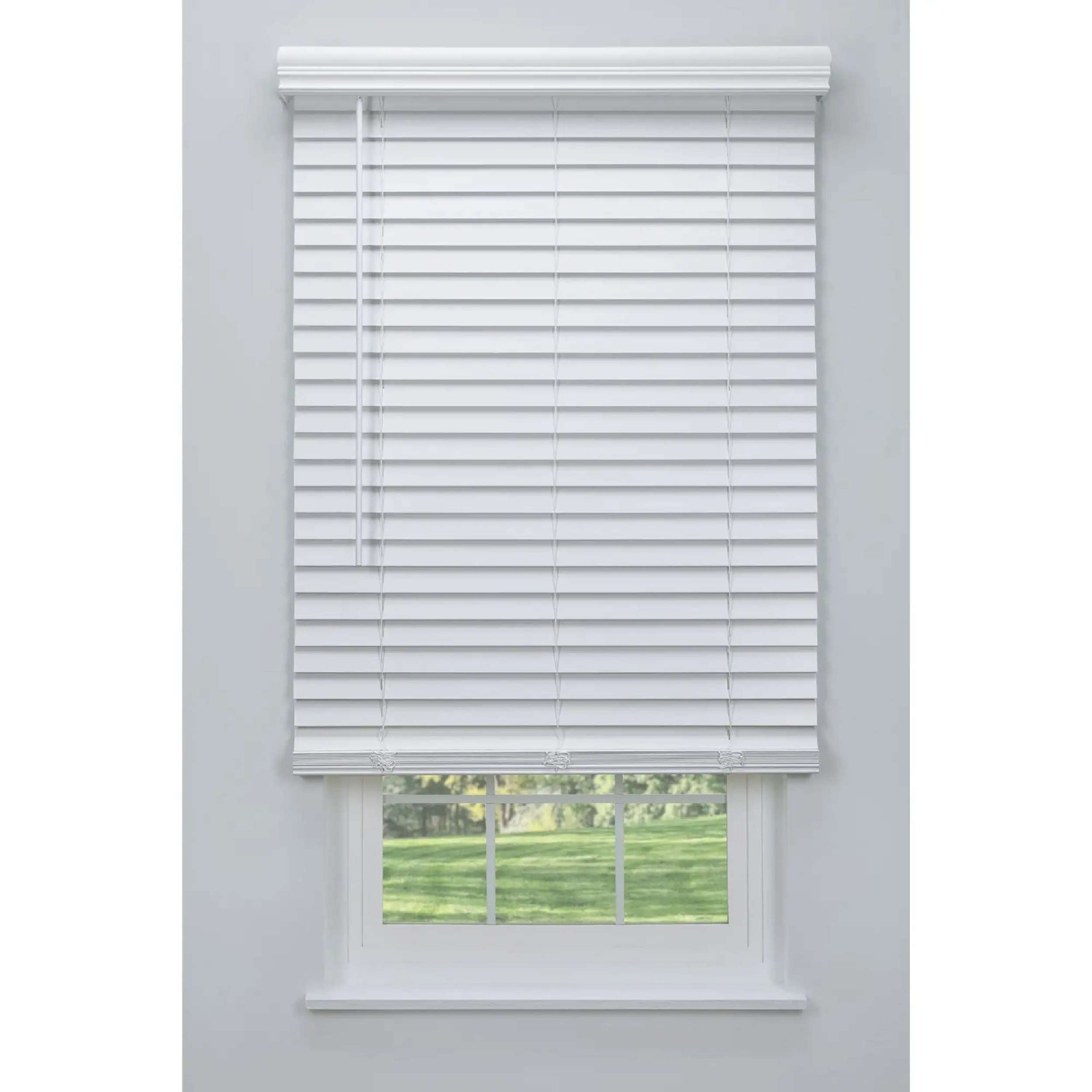 Linen Avenue Cordless 2" Faux Wood Blind White 69 W x 72 H, Outside ...