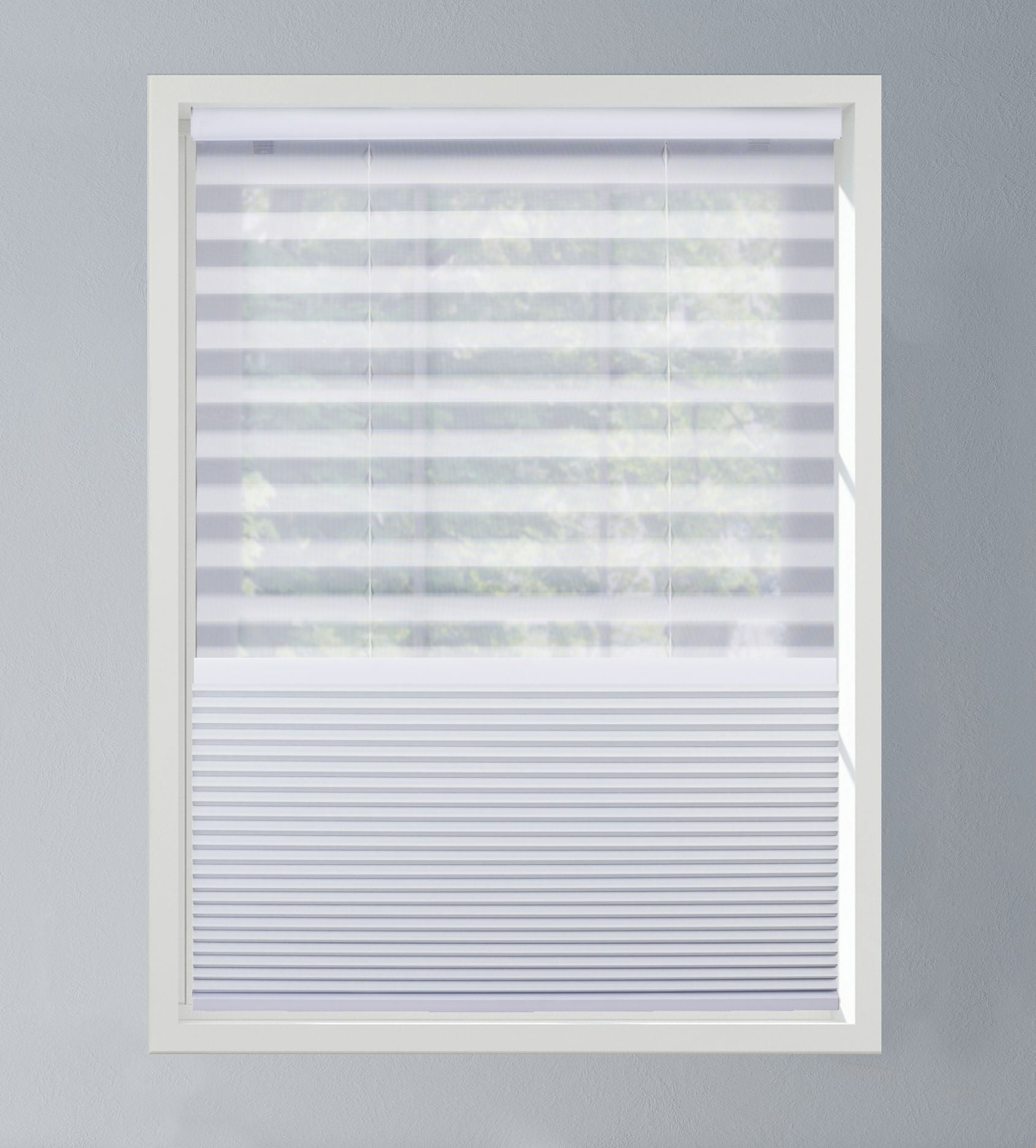 Linen Avenue Custom Cordless Day/Night Cellular Shade, Crystal, 34x48 ...