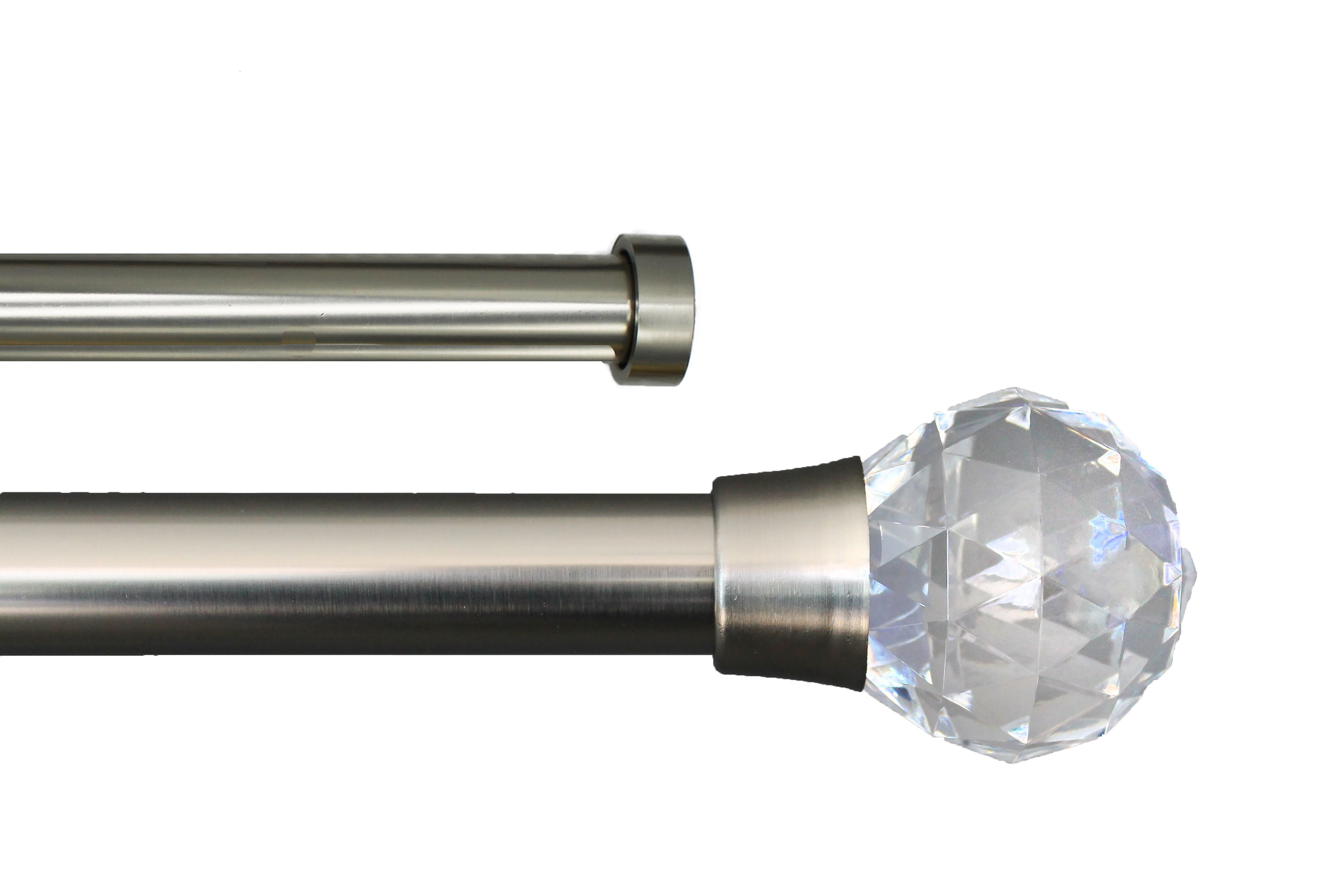 Linen Avenue Faceted Acrylic Double Window Curtain Rod Set, 66 to 120 ...