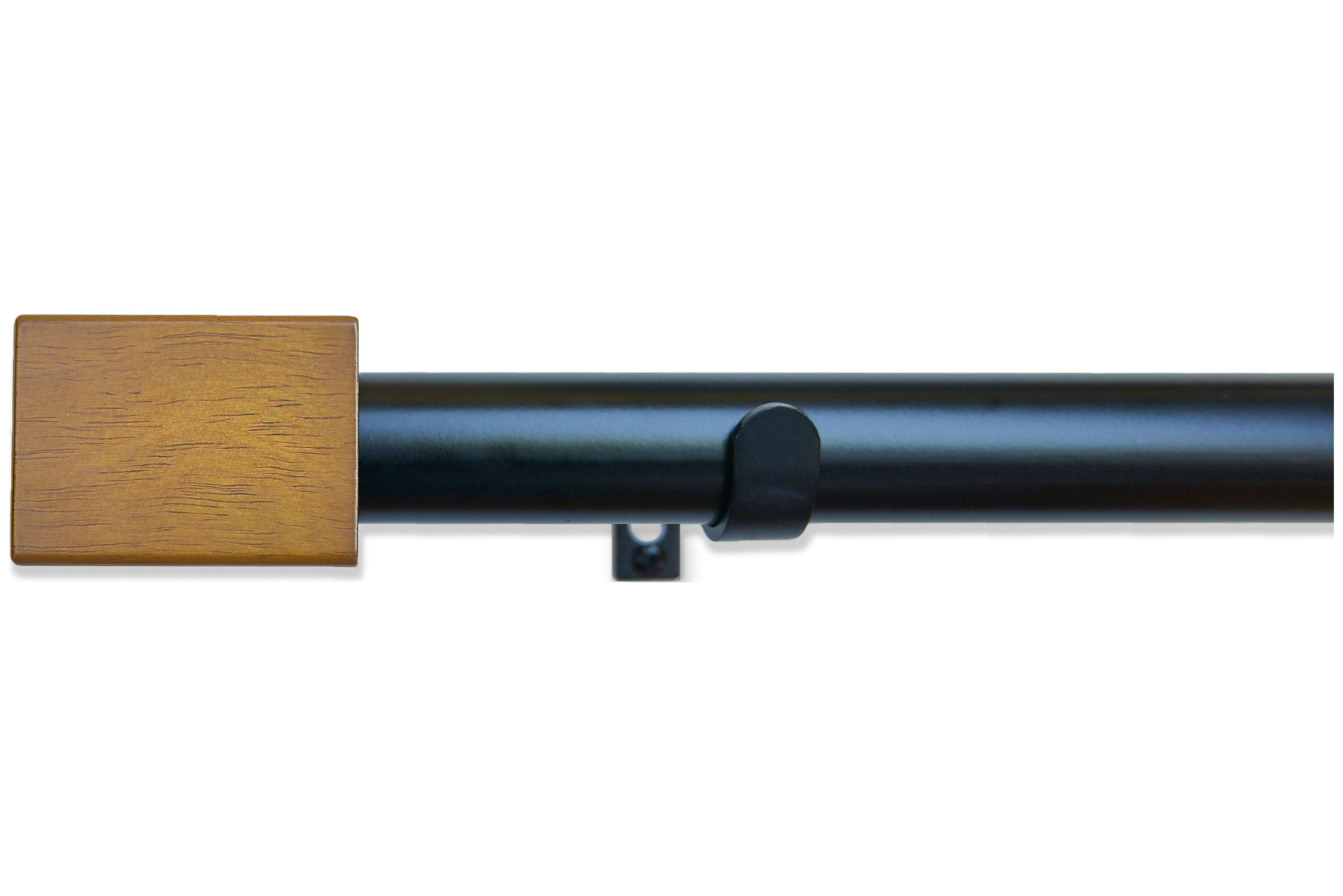 Linen Avenue Wood Rectangle Single Window Curtain Rod Set, 28 to 48 ...