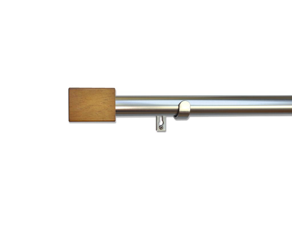 Linen Avenue Wood Rectangle Single Window Curtain Rod Set, 48 to 66 ...