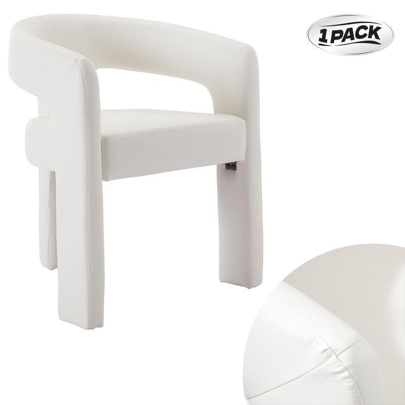 Linen Barrel Dining Chair with Open-Back, Modern Upholstered Accent ...