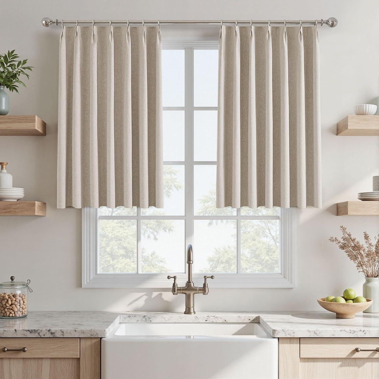 Linen Blackout Curtains 35 Inch Length for Bedroom & Living Room 2 ...