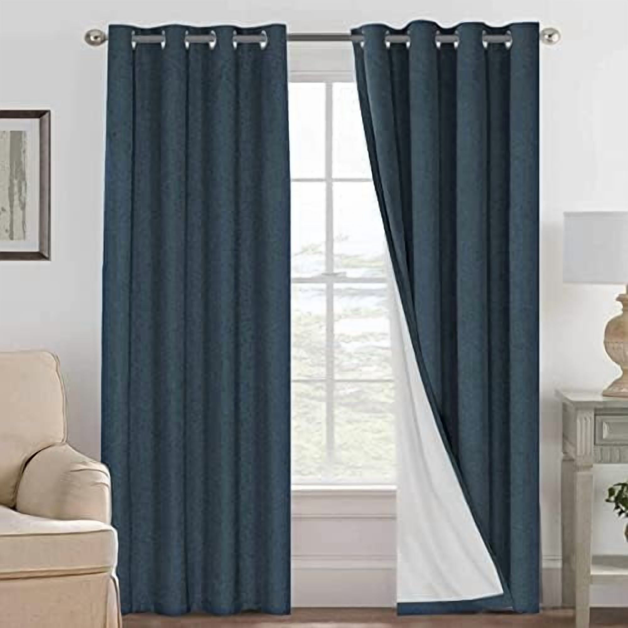 Linen Blackout Curtains 96 Inches Long 100% Absolutely Blackout Thermal ...