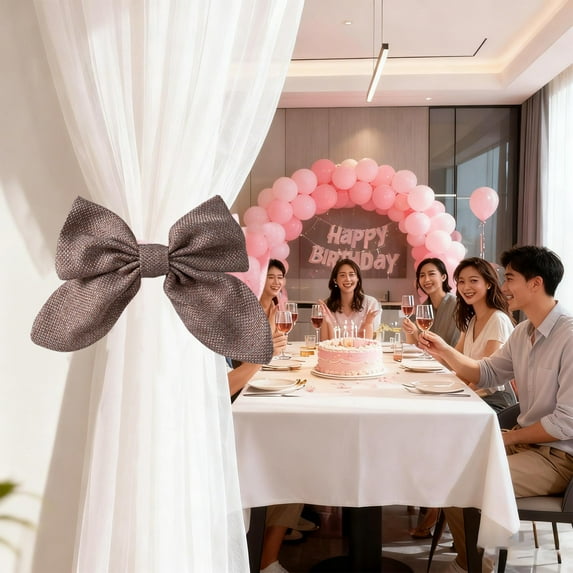 Linen Bow Curtain Tieback | Gray Purple Brown Holiday Wedding Party ...