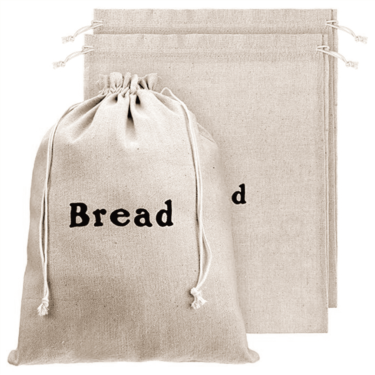 Linen Bread Bags (3 Packs) Burlap Reusable Drawstring Bread Bags ...