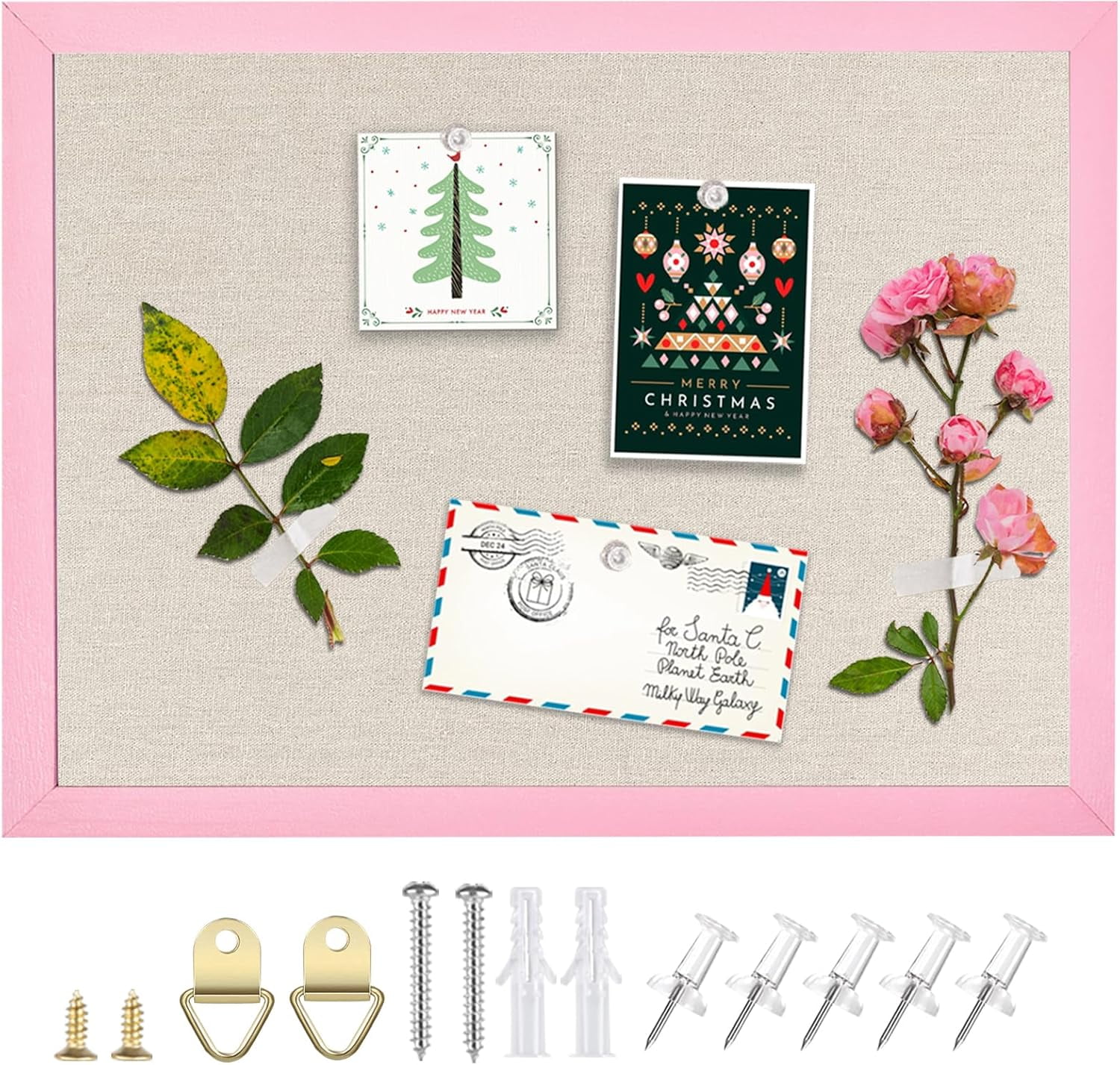 Linen Bulletin Board,13"x17" Pink Wood Frame Bulletin Boards,Beige ...