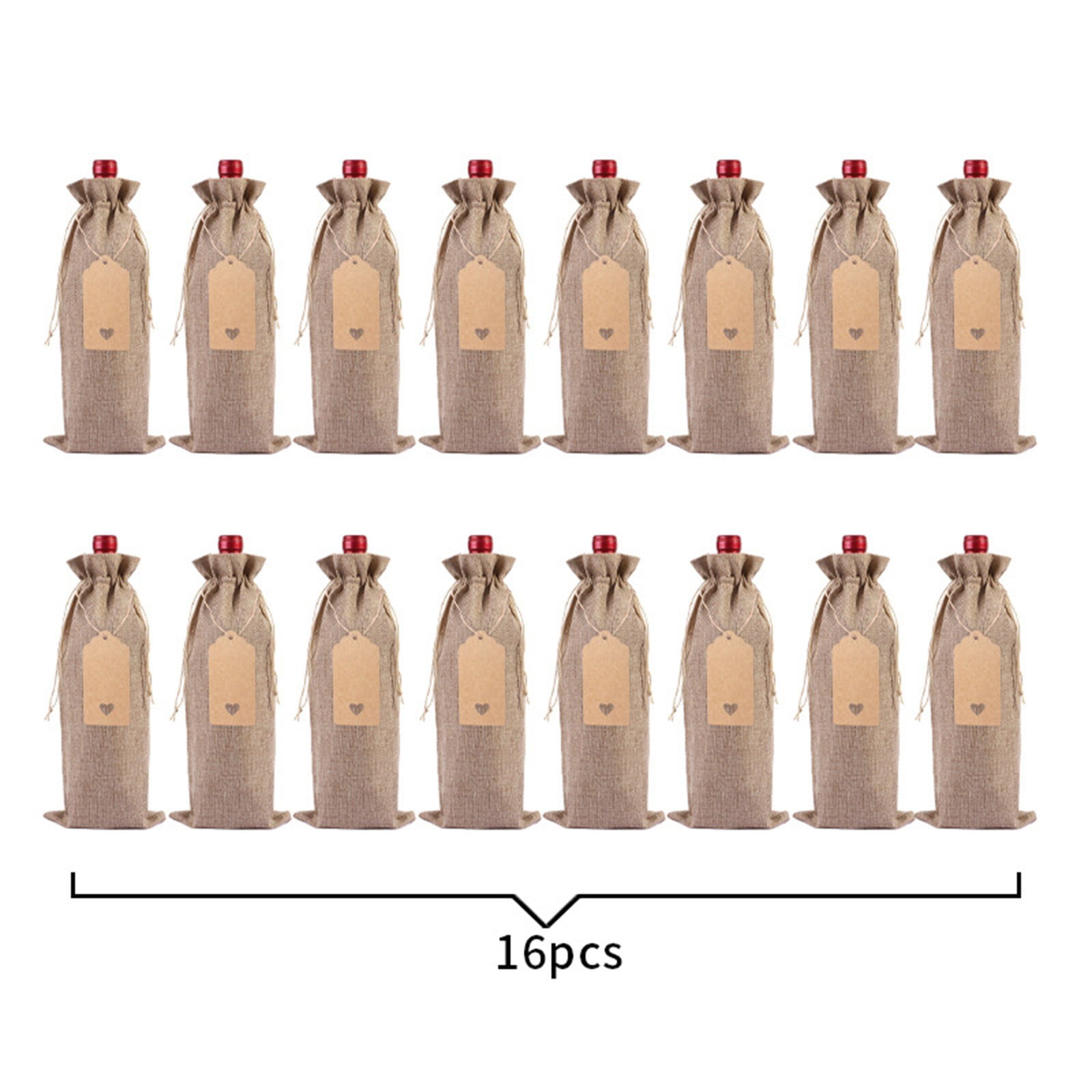 Linen Burlap Wine Bags Drawstring Wine Bottle Gift Sacks with Tags Jute ...