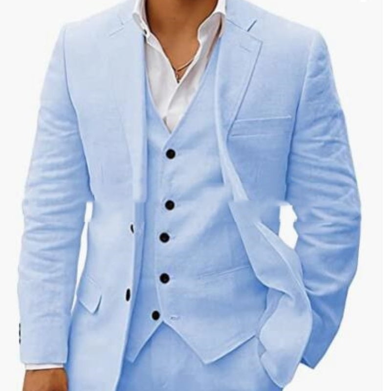 Linen Business Casual Suit Men's Six-piece Set Suit - Walmart.com