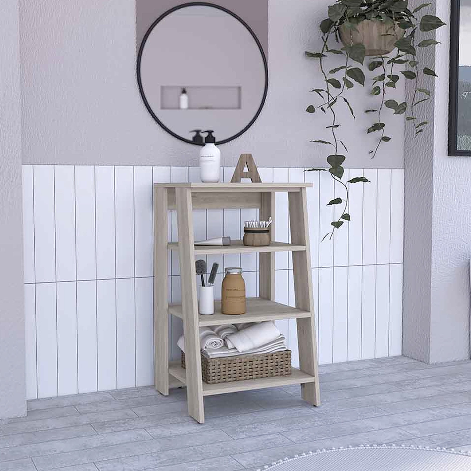 Linen Cabinet | Four Open Shelves for Living Room Decor | Durable ...