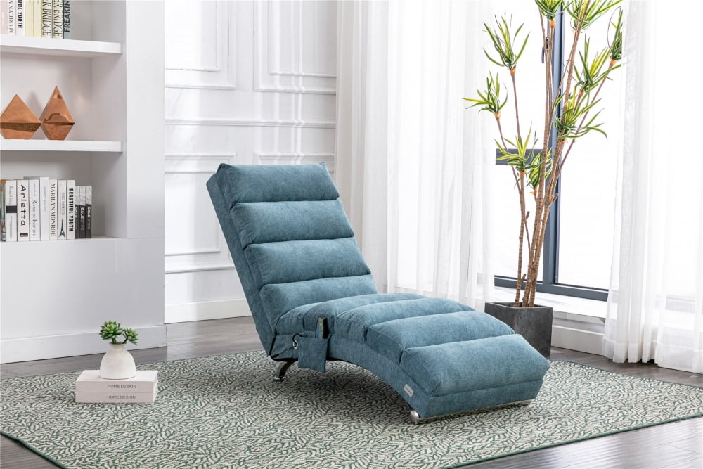 Linen Chaise Lounge Chair Massage Recliner Chair with Ergonomically 140 ...