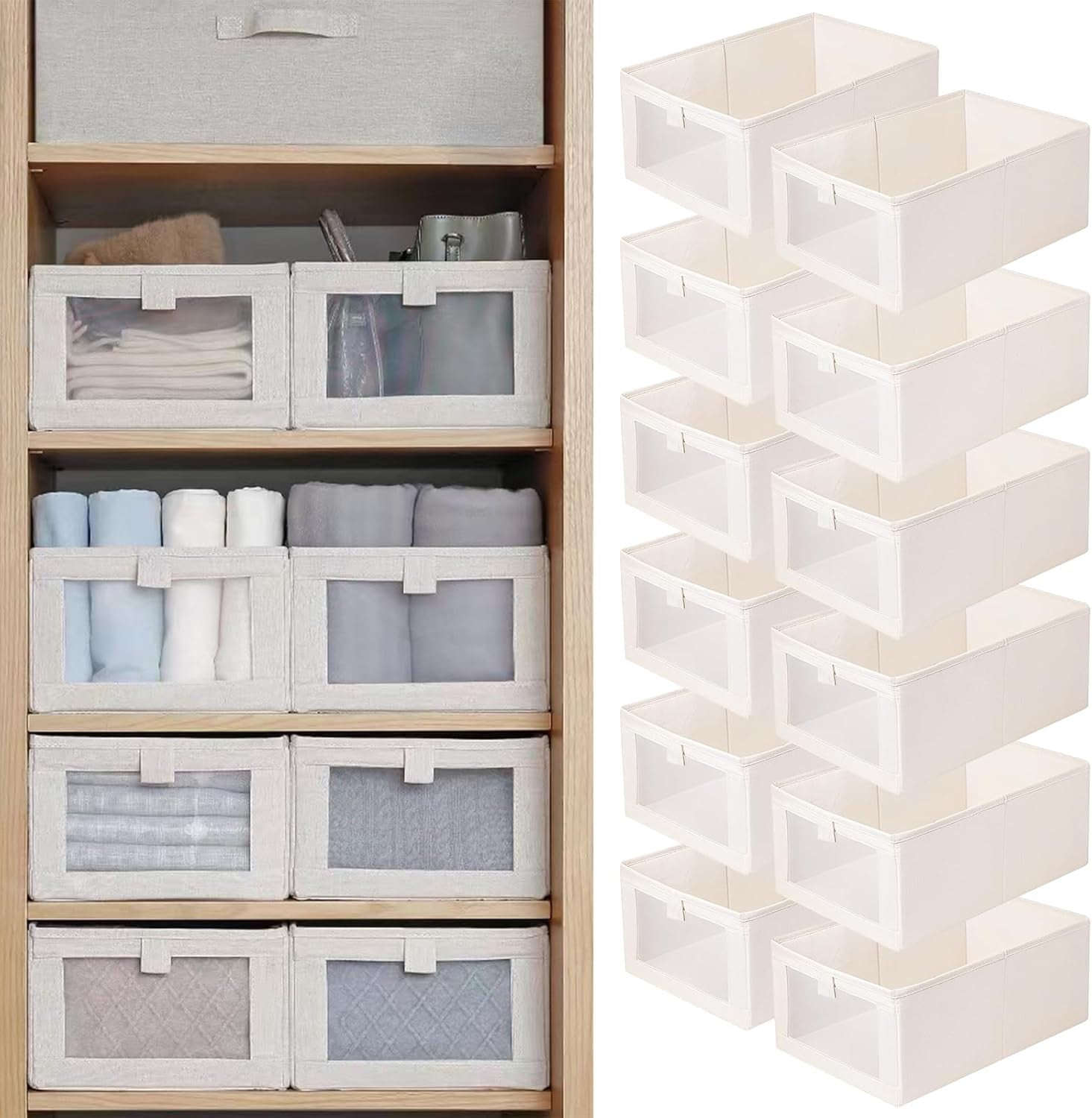 Linen Closet Organizers And Storage, 12 Pack Closet Storage Bins Linen ...