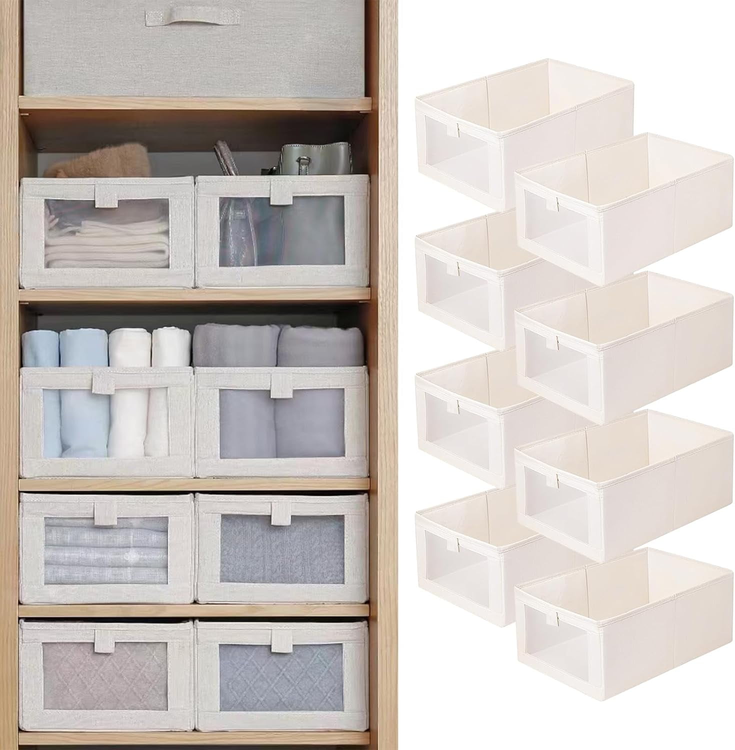 Linen Closet Organizers And Storage, 4 Pack Closet Storage Bins Linen ...