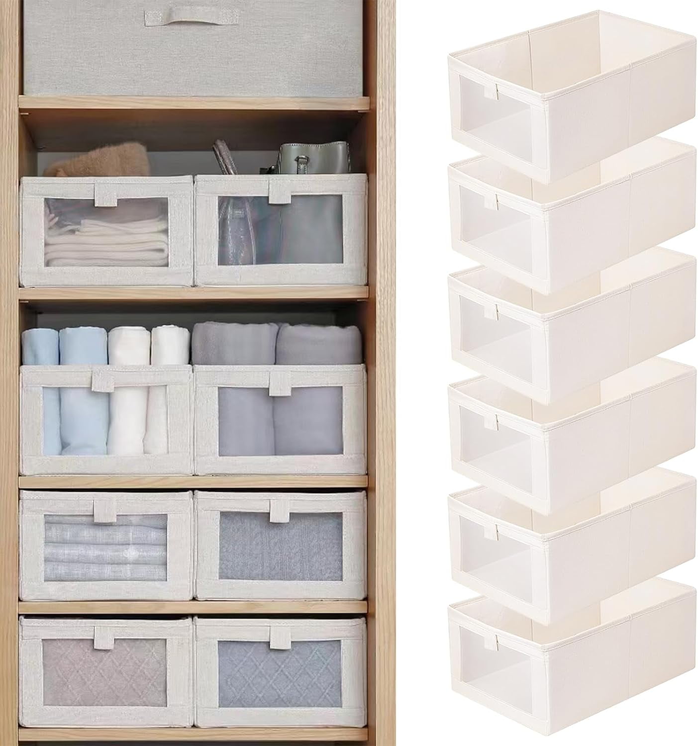 Linen Closet Organizers And Storage, 6 Pack Closet Storage Bins Linen ...