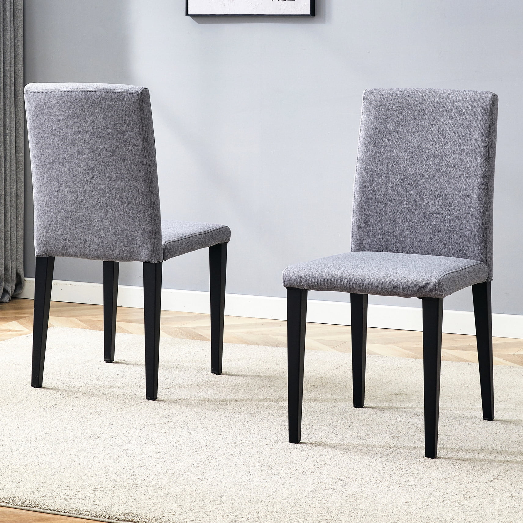 Linen-Cotton Dining Chairs in Light Gray (2-Piece Set) | Blend into ...