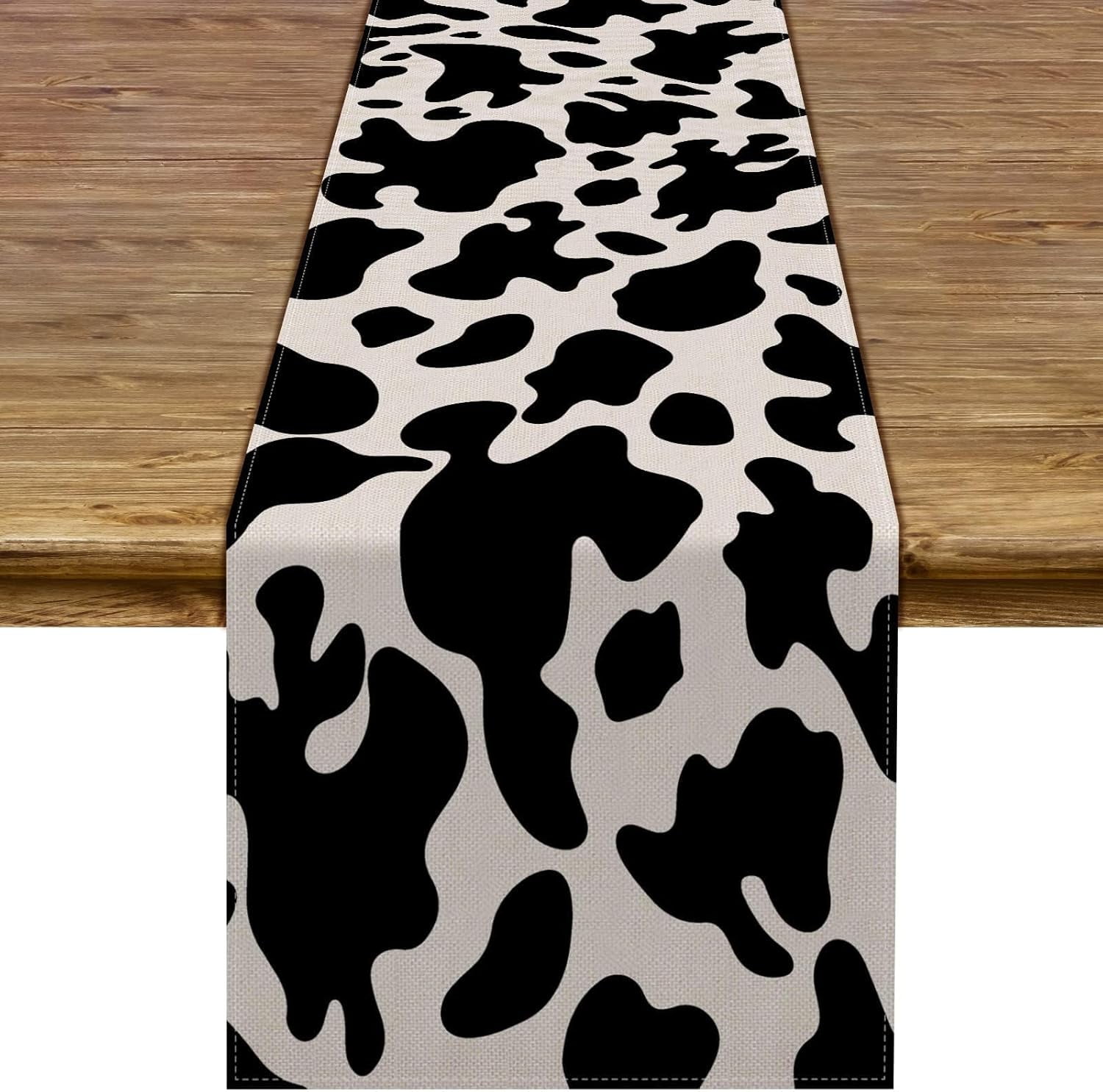 Linen Cow Print Table Runner Farm Western Cowboy Themed Birthday Party ...