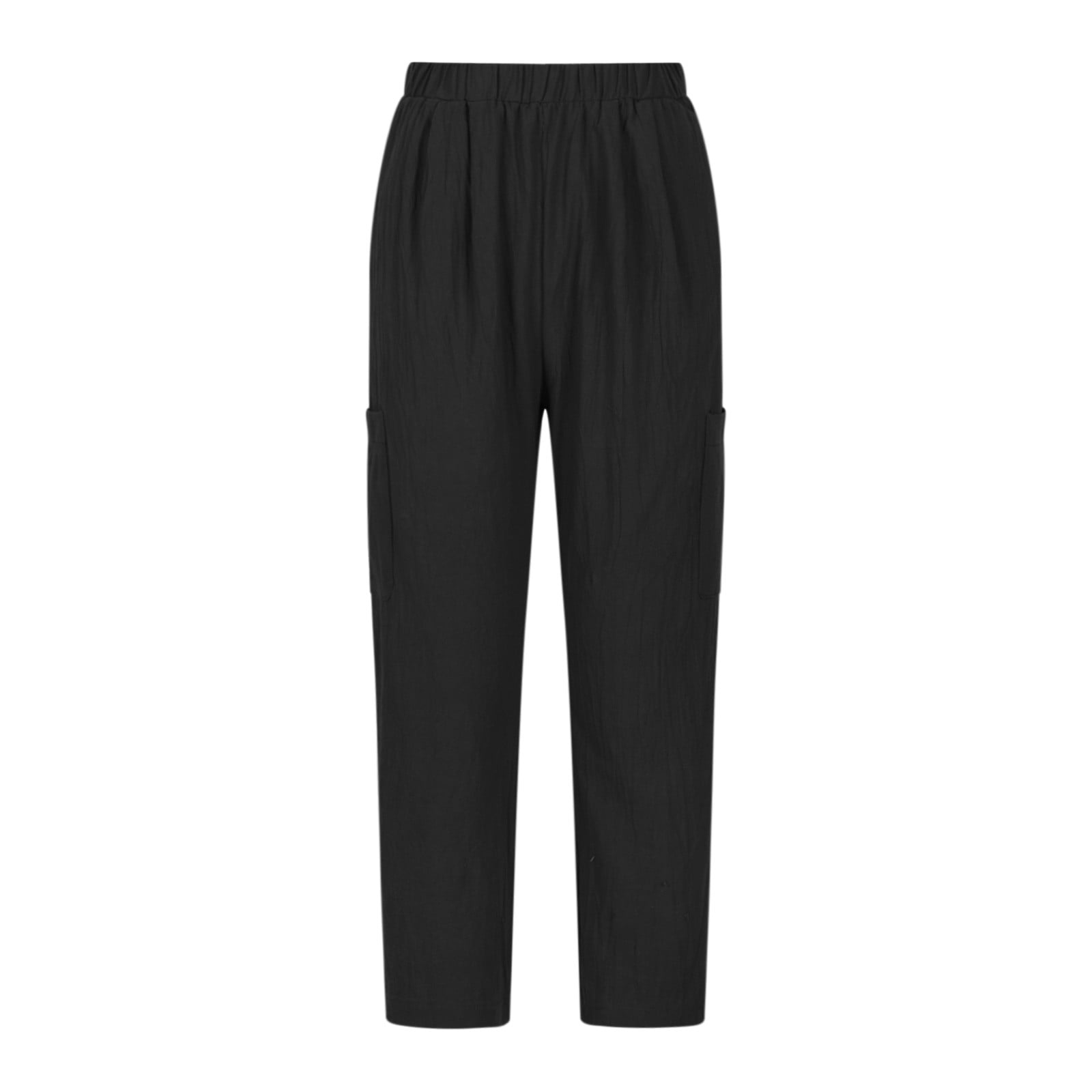 Linen Cropped Pants Women's High Waist Capri Pants Tapered Ankle Capris ...