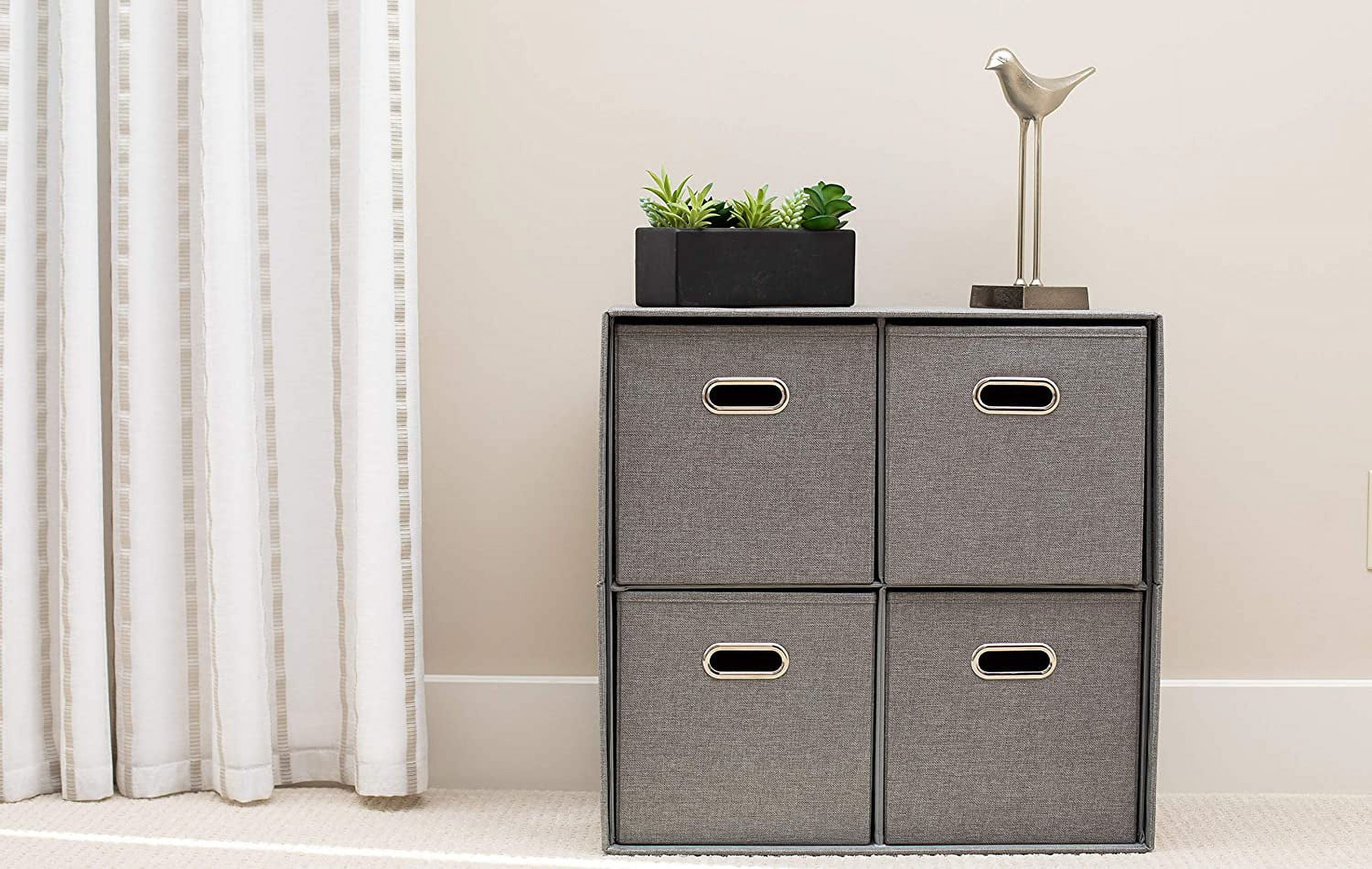 Linen Cube Organizer Shelf with Storage Bins - Durable, Collapsible ...