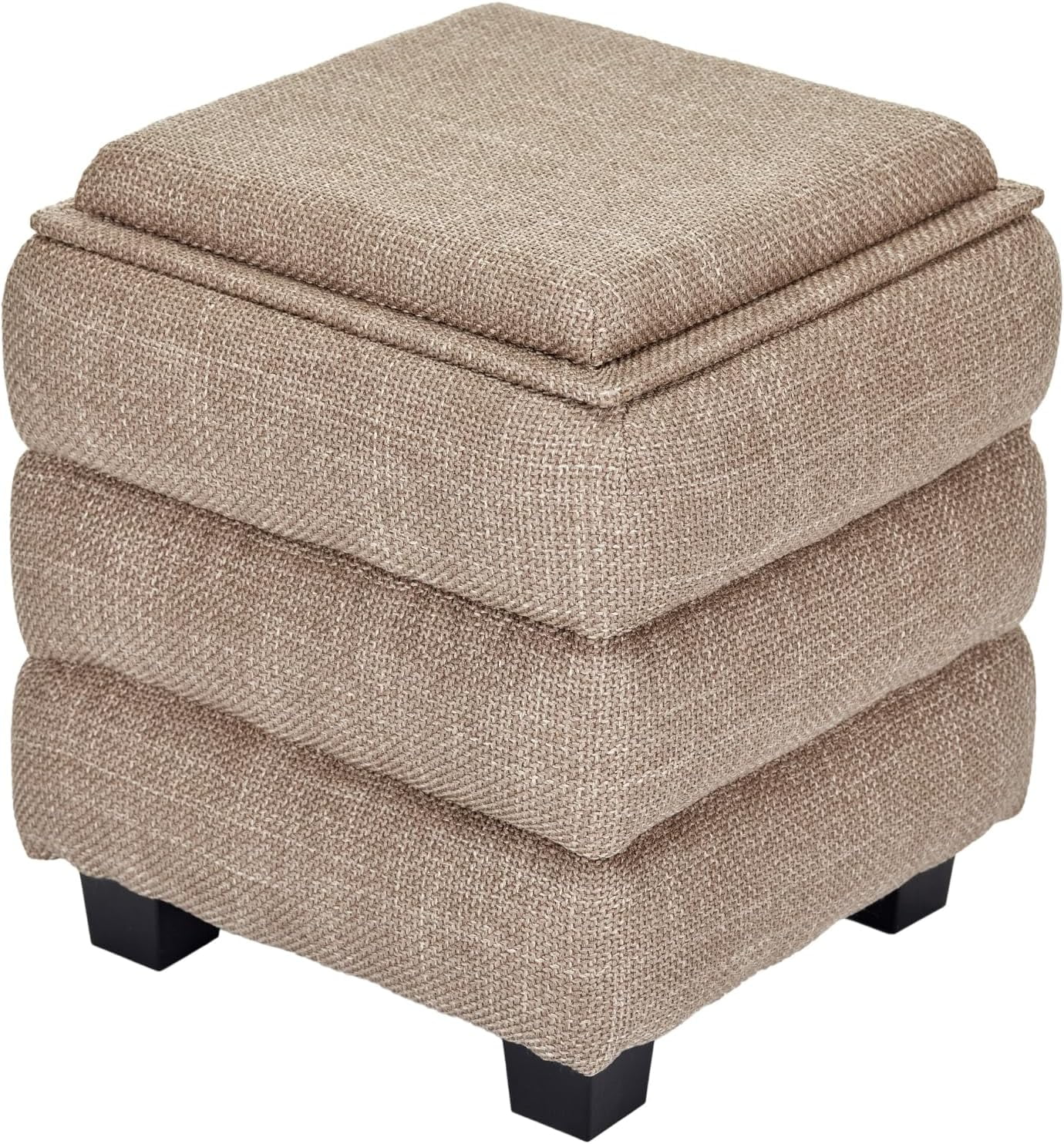 Linen Cube Storage Ottoman with Flip Tray Lid – Compact, Multi-Use ...