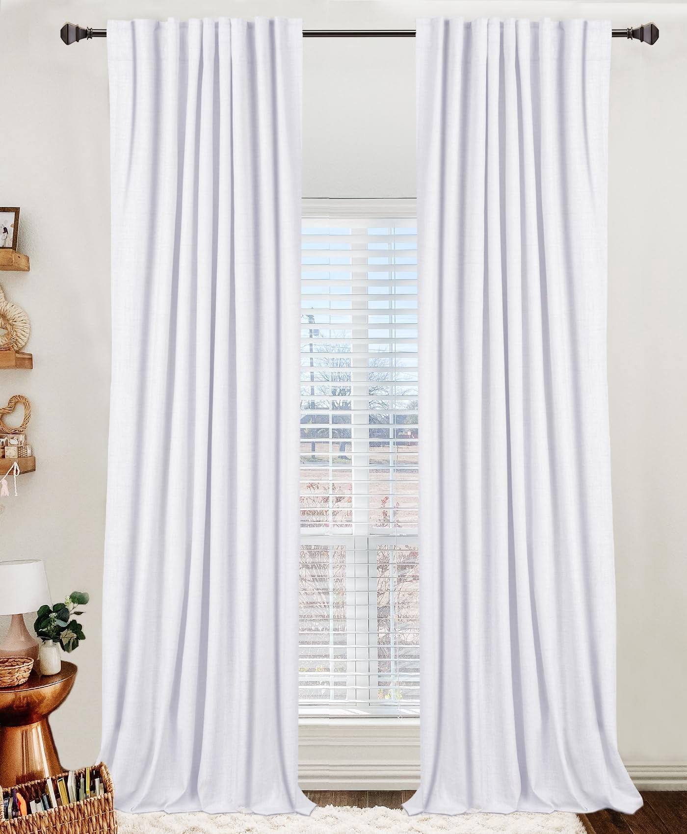 Linen Curtafor Bedroom 90 Inches Long Tab/rod Pocket Living Room Drapes ...