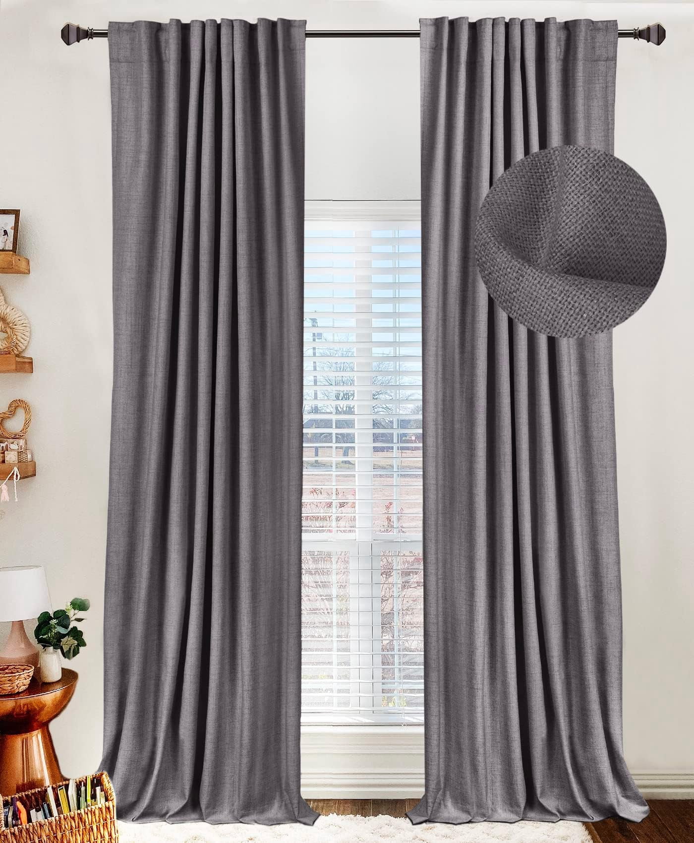 Linen Curtafor Bedroom 96 Inches Long Tab/rod Pocket Living Room Drapes ...