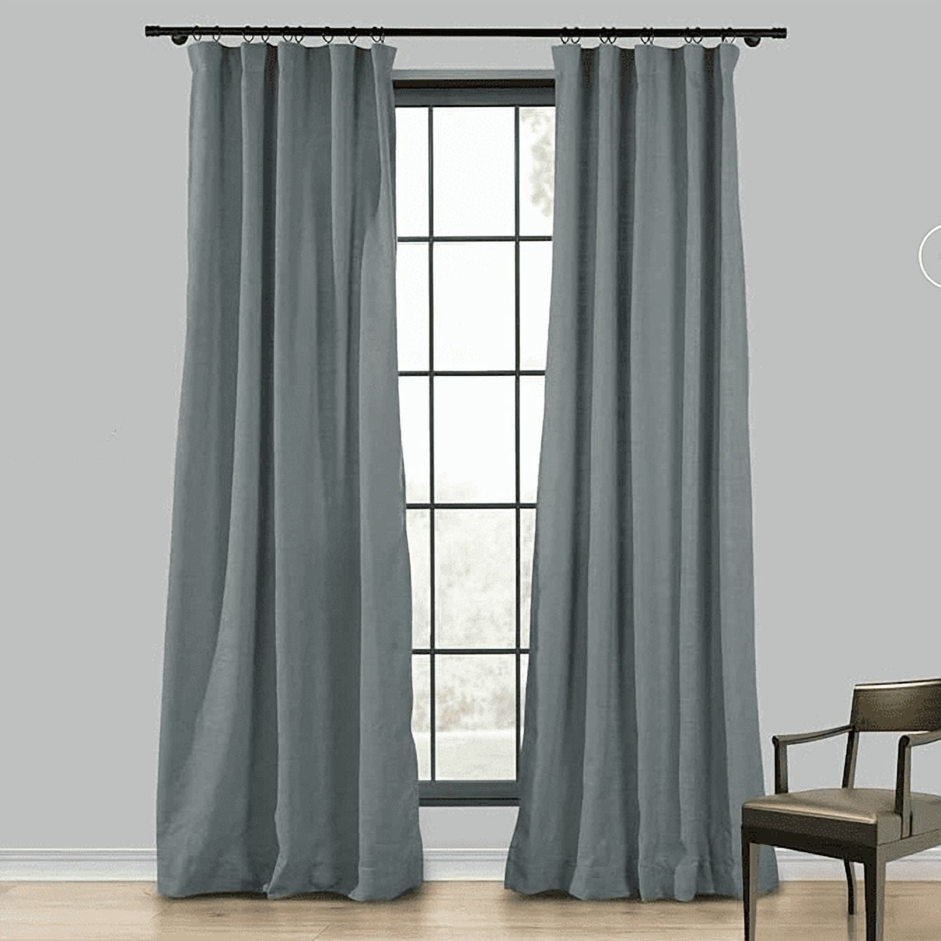 Linen Curtain, 96 Inches Long Solid Room Darkening Hook Belt Single ...