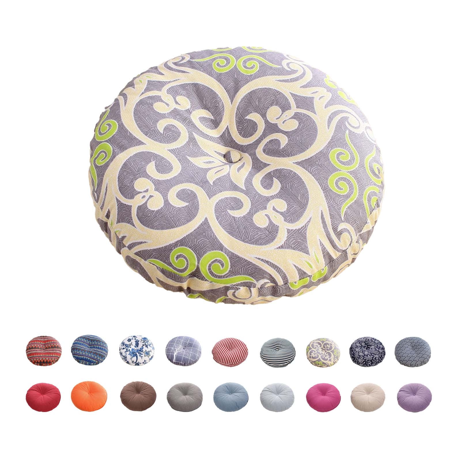 Linen Cushion Round Thick Futon Seat Cushion Comfort Meditation Pad ...
