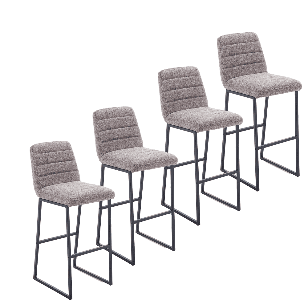 Linen Dining Chairs, Multifunctional Bar Stools with Black Metal Legs ...