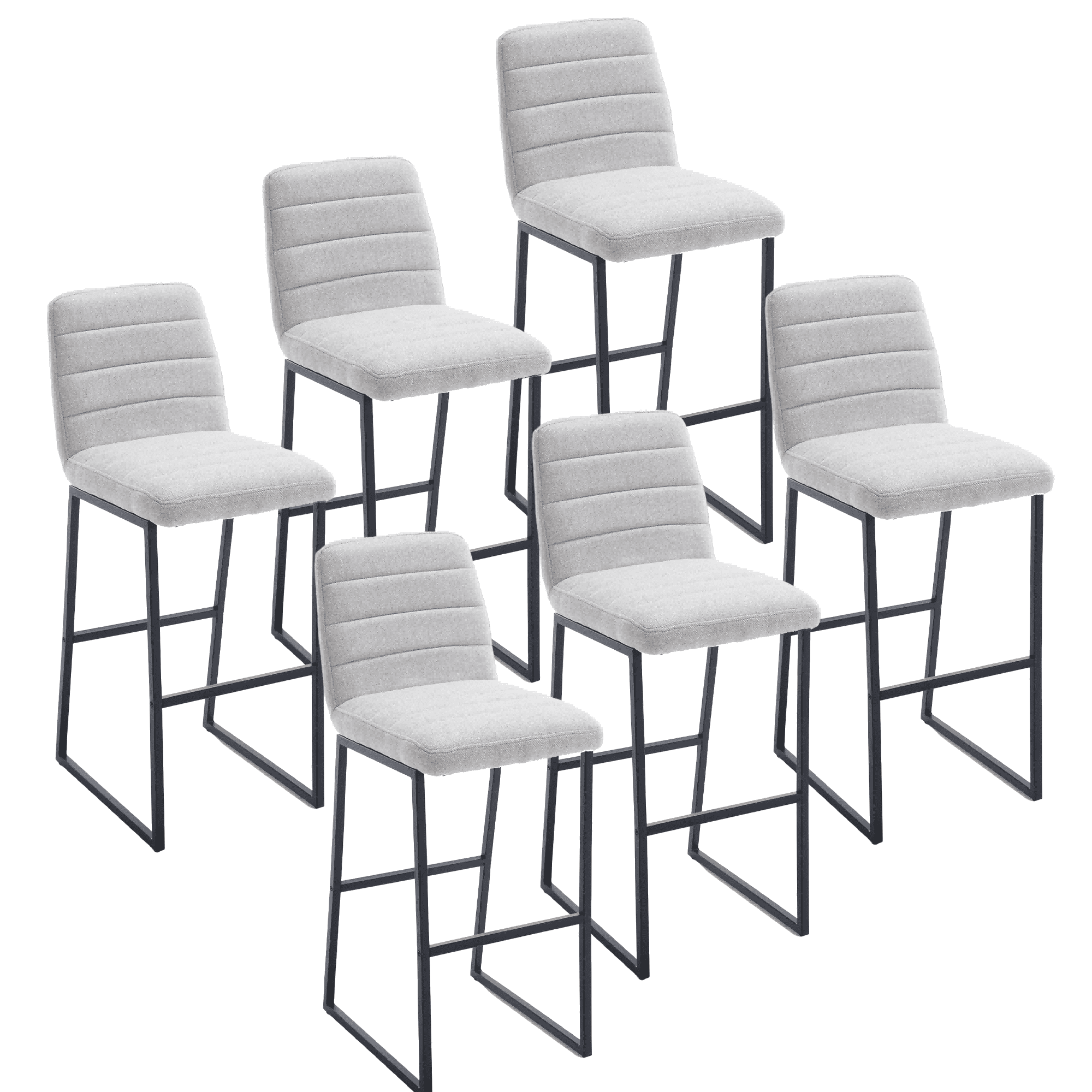 Linen Dining Chairs, Multifunctional Bar Stools with Black Metal Legs ...