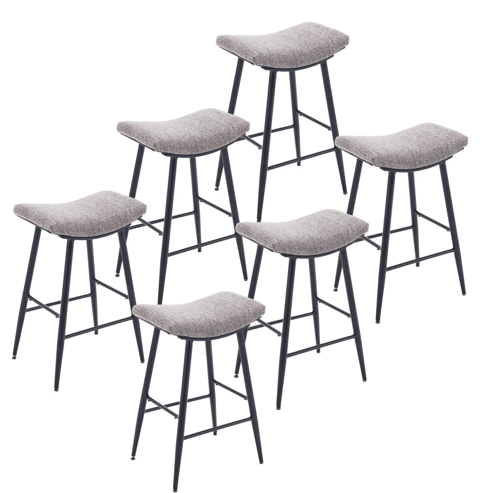 Linen Dining Chairs, Multifunctional Bar Stools without Back, Metal ...