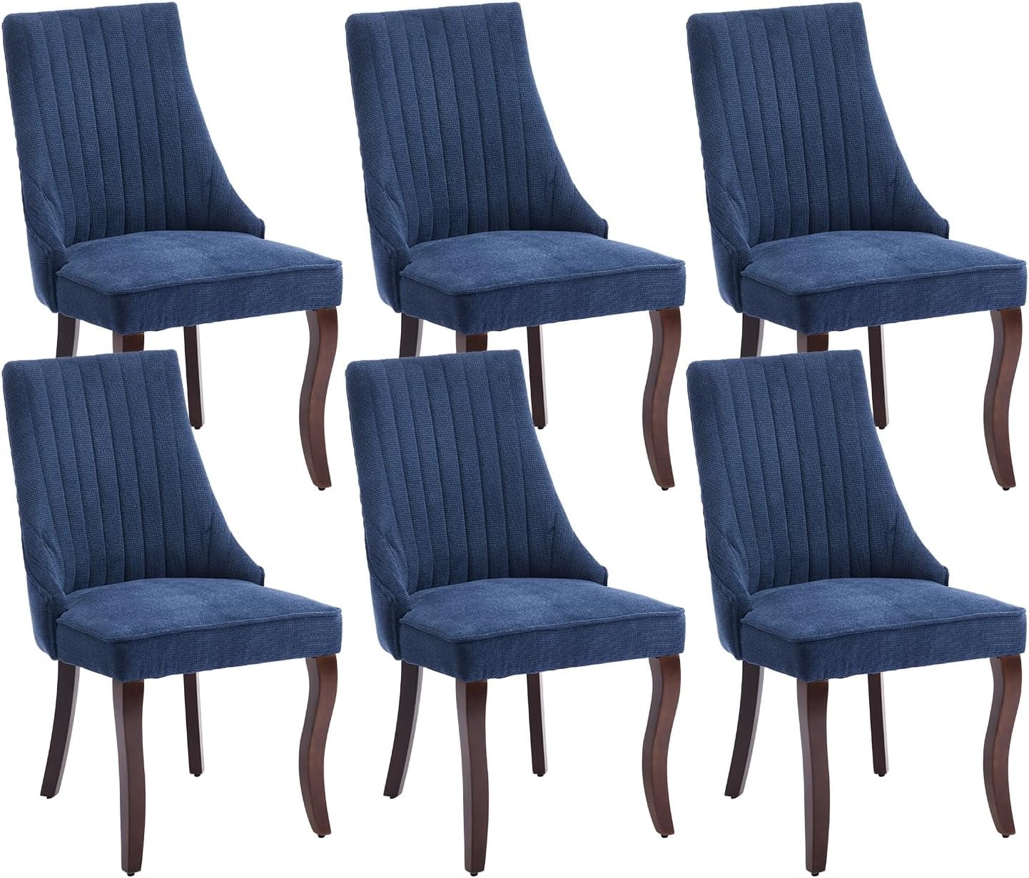 Linen Dining Chairs Set of 2，Fabric Channel Tufted Kitchen Chairs ...