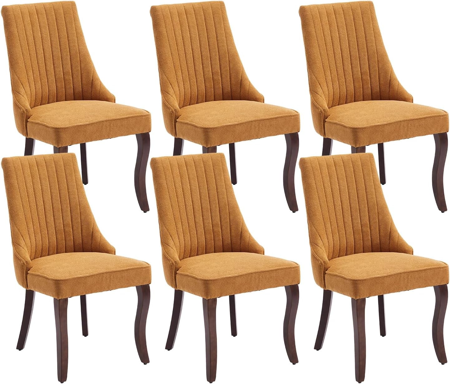 Linen Dining Chairs Set of 2，Fabric Channel Tufted Kitchen Chairs ...