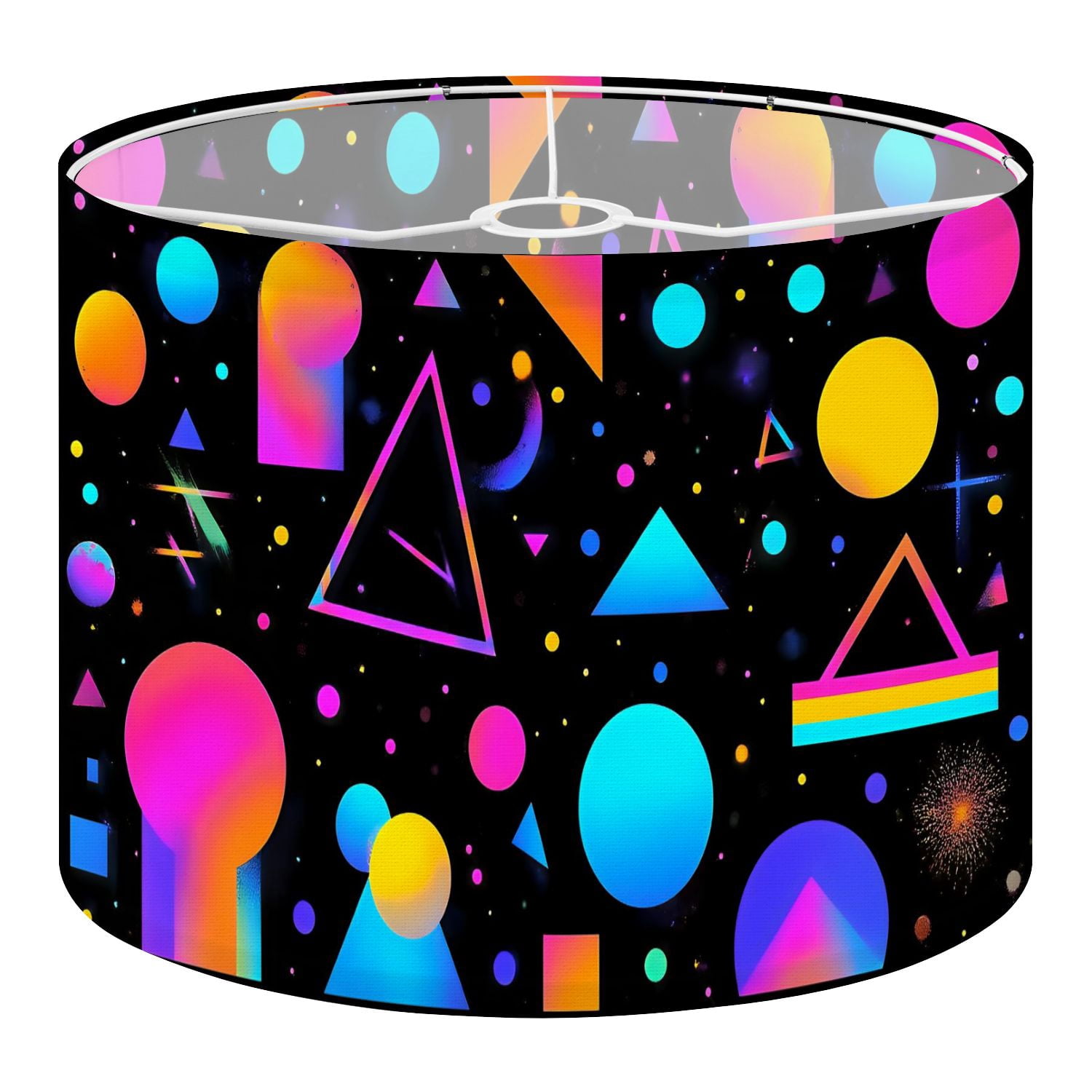 Linen Drum Lamp Shades 1980S Arcade Gamer Retro 80S 90S Neon Geometric ...