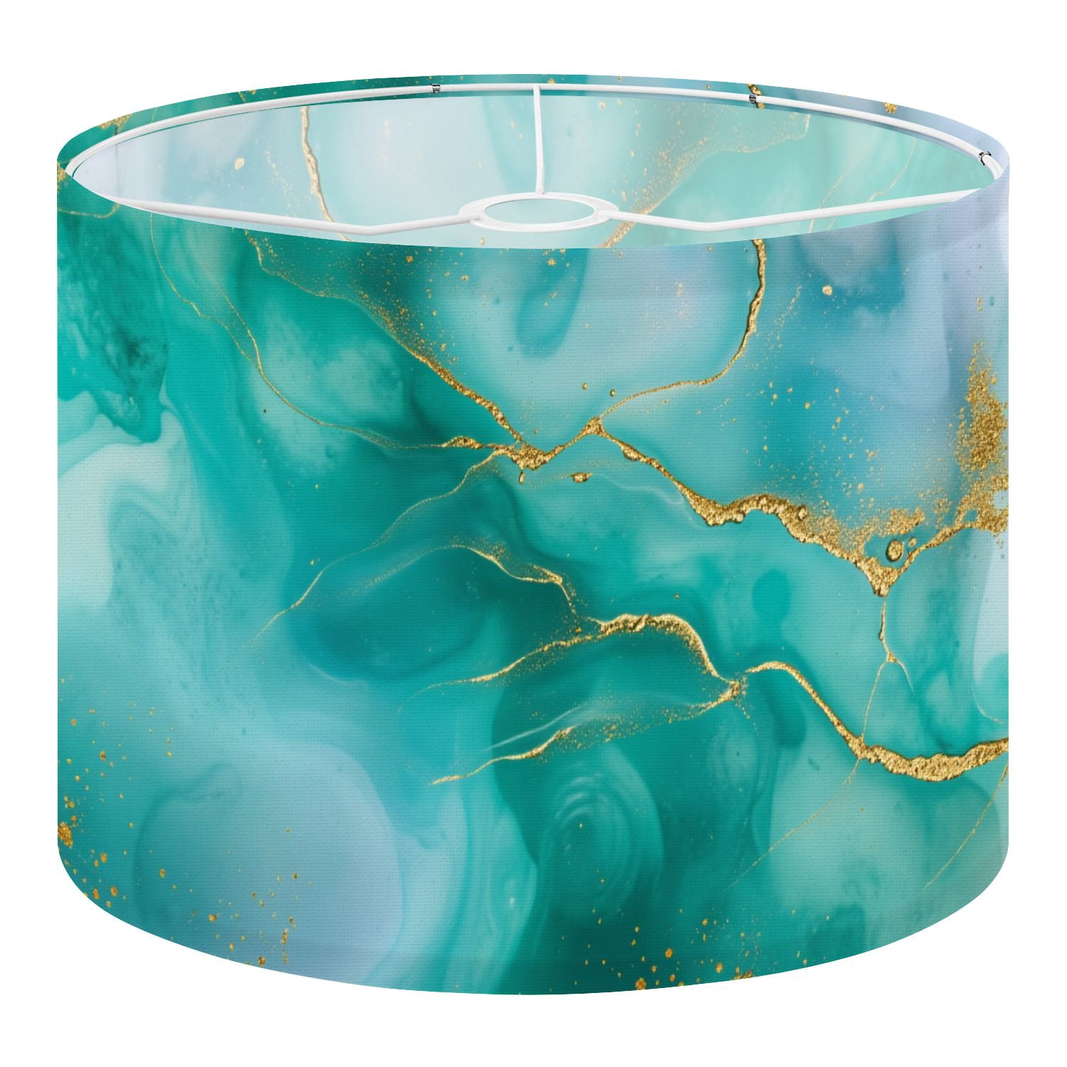 Linen Drum Lampshades Abstract Teal Gold Fluid Art Swirling Patterns ...
