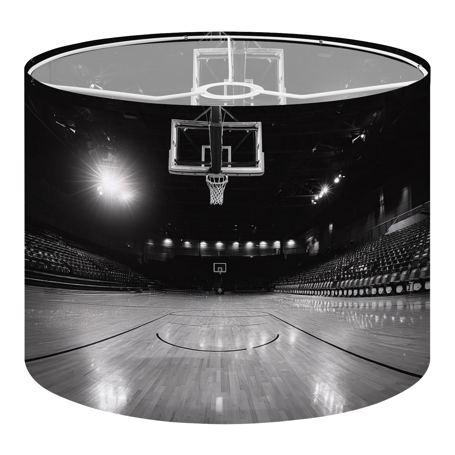 Linen Drum Lampshades Basketball Court Black White Stadium Lights Empty ...