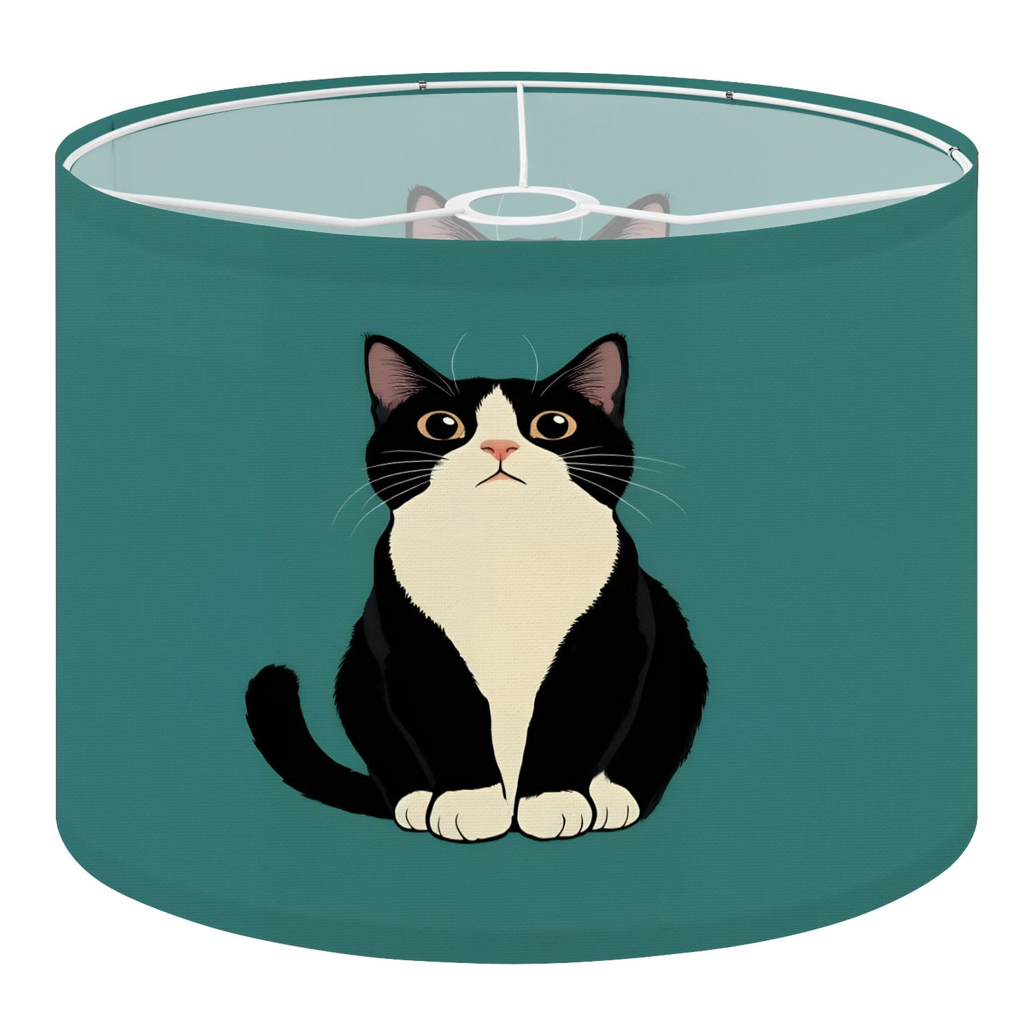 Linen Drum Lampshades Bathroom Tuxedo Cat Funny Metal Sign Black Cat ...