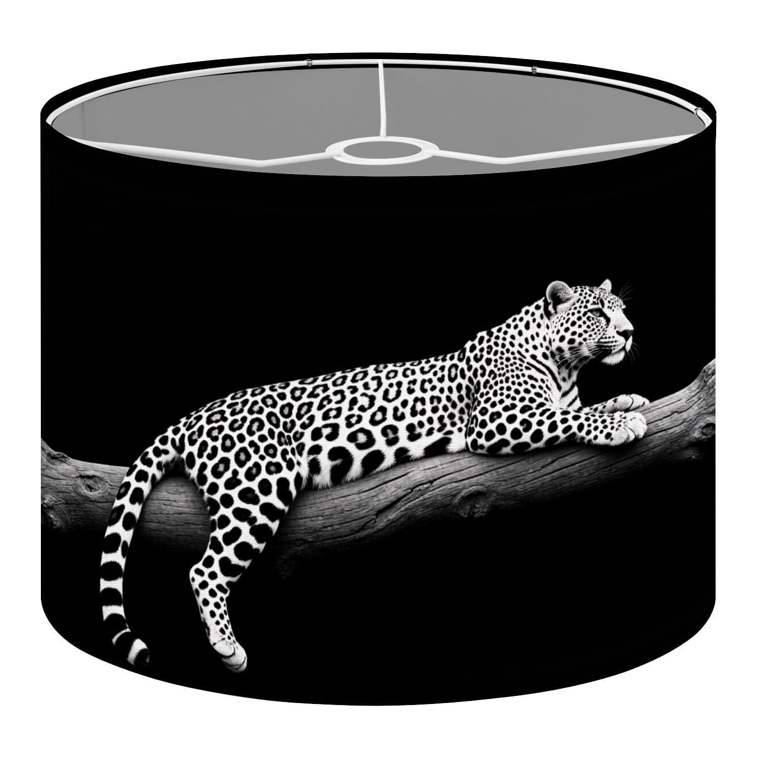 Linen Drum Lampshades Black White Panther Cheetah Rainforest Animals ...