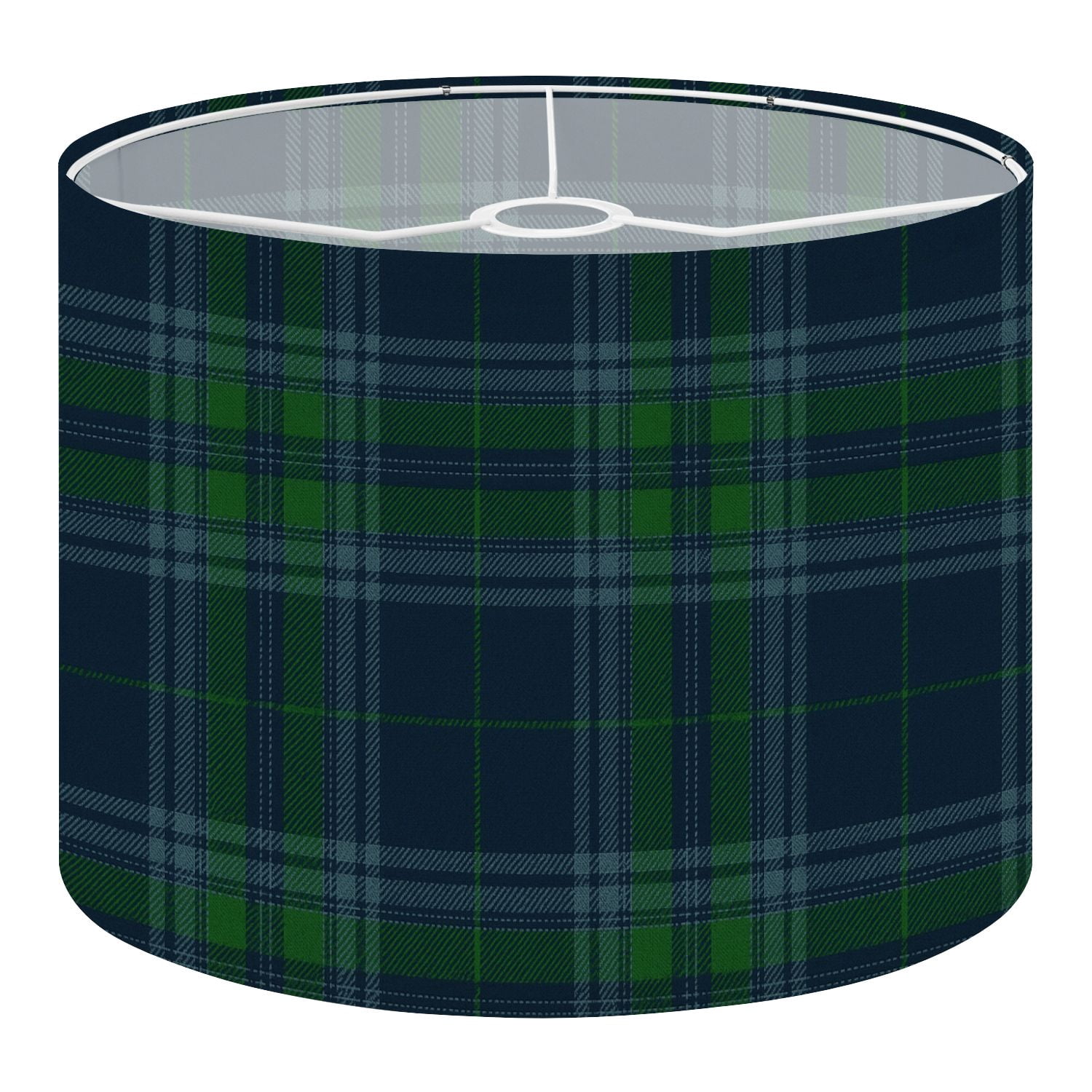 Linen Drum Lampshades Blue Green Tartan Plaid Decorative 13"x13"x10 ...