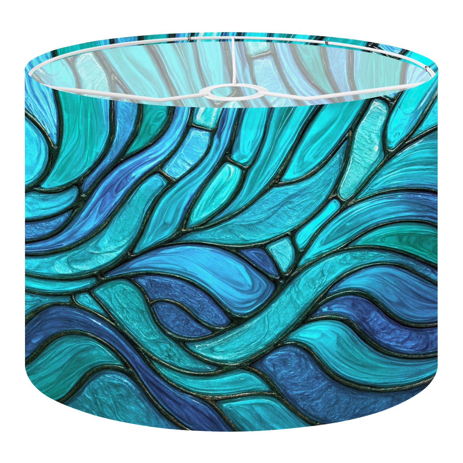 Linen Drum Lampshades Blue Mint Green Pearl Seashell Wave Teal Abstract ...