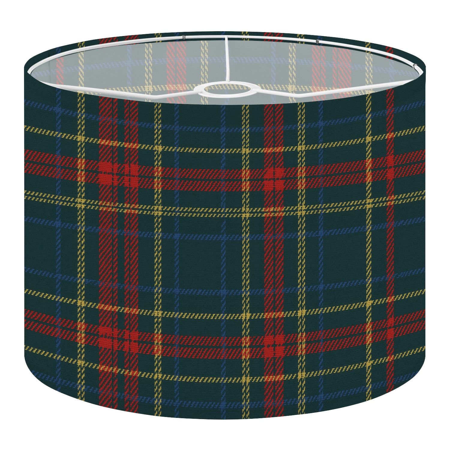 Linen Drum Lampshades Classic Scottish Tartan Design Red Green Yellow ...