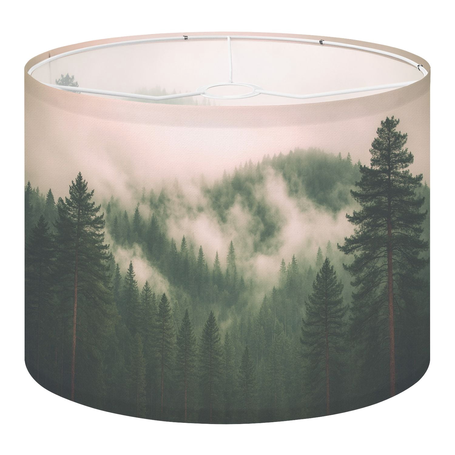 Linen Drum Lampshades Fog clouds mountain 13"x13"x10" Light Shade for ...