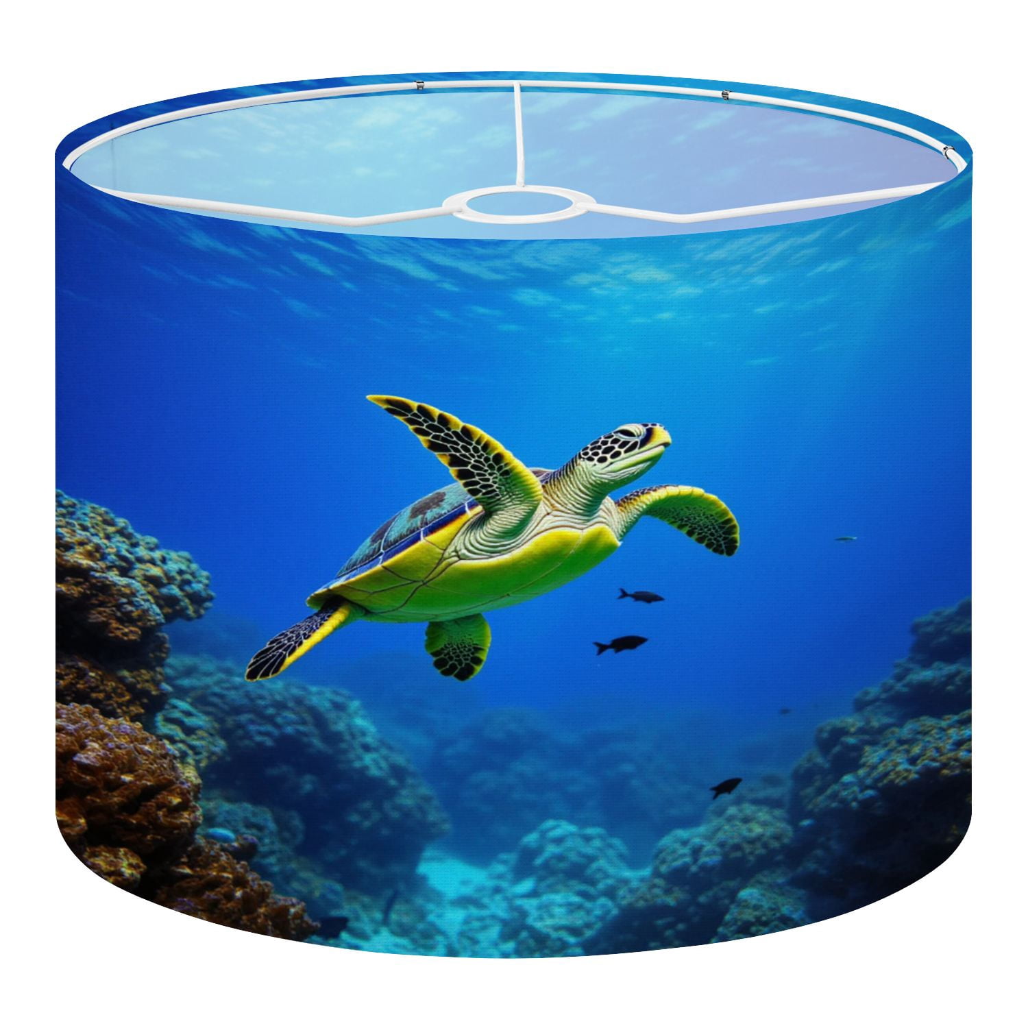 Linen Drum Lampshades Green Sea Turtle Hawaii 13"x13"x10" Light Shade ...