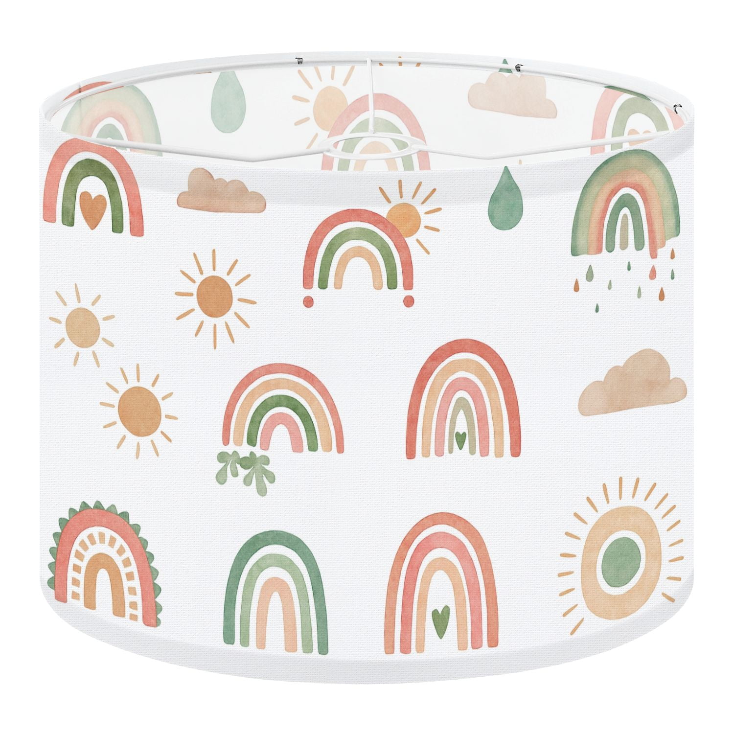 Linen Drum Lampshades Hand Drawn Colorful Rainbows Cute Set Pastel ...